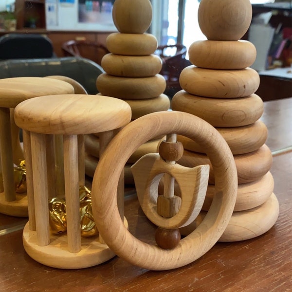 Wooden Baby Rattle Natural Toy First Toy for a Baby Musical Toy Sensory ...