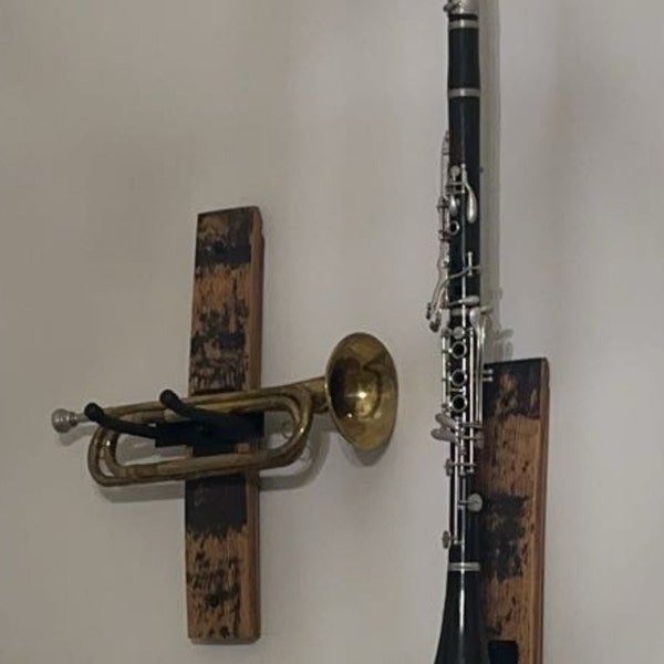 Whiskey Barrel Stave Trumpet Wall Mount - Trumpet Hanger - Horizontal ...