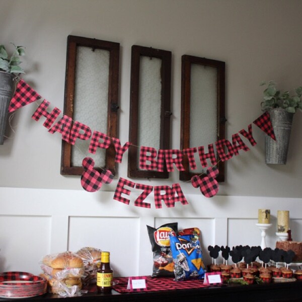 Printable Scarlett Red BUFFALO PLAID Pennant Flag Banner: Triangle ...