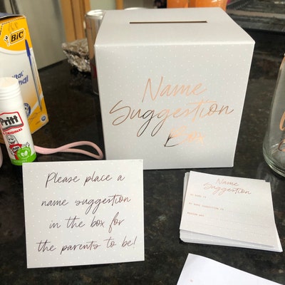 Baby Name Suggestion Box Baby Shower Games Baby Shower Keepsake Grey ...