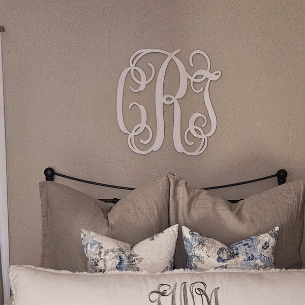 Wooden Monogram Wall Hanging - Unpainted Wood Monogram - Vine Wall ...