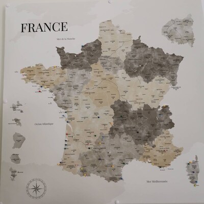 Planisphere in French With the Borders of Countries and Their Capitals ...
