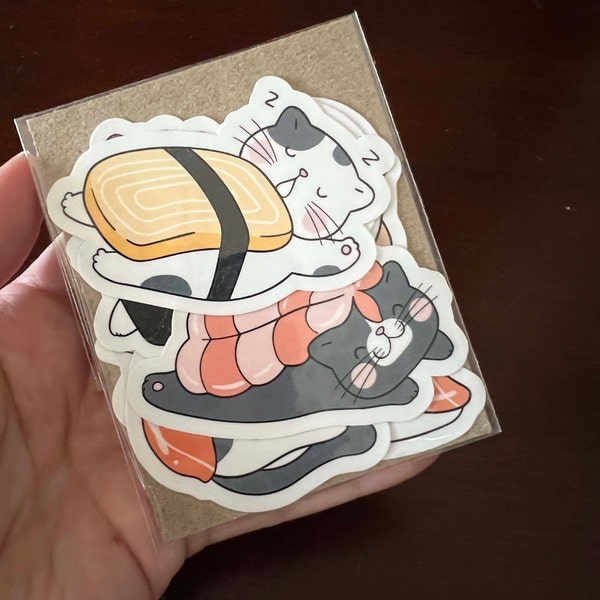 Cute Sushi Cats Sticker Pack | Cute | Fun Stickers | Food Stickers ...