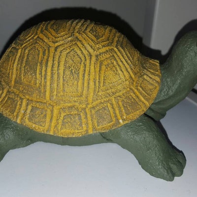 Turtle Statue Stretching, Painted Concrete Garden Figure, Cement Turtle ...