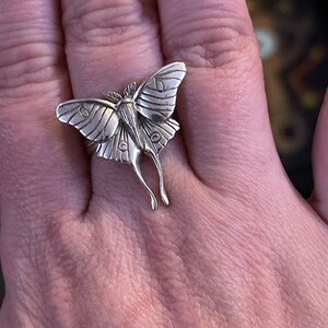 Luna Moth Ring Moth Ring Sterling Silver Ring Silver Moth | Etsy