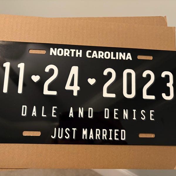 Wedding License Plate - Just Married Mr and Mrs - Wedding Car License ...