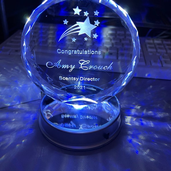 Illuminated Mirror Top Display Base for Crystal Plaque and Light up ...