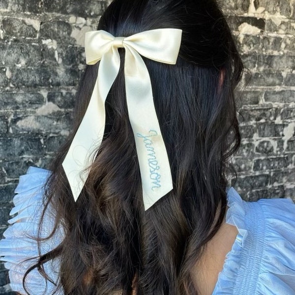 Custom Hand-embroidered Hair Bow - Etsy