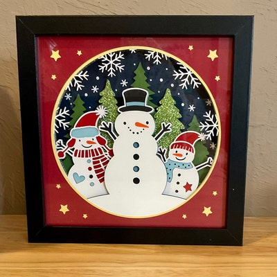 3D Snowman Shadow Box, Christmas Shadow Box SVG, Christmas Layered ...