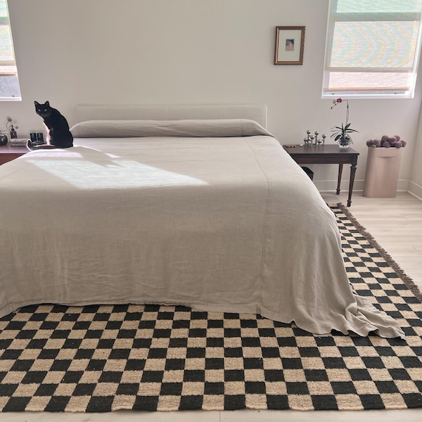 Handmade Checker Rug, Jute Kilim Checkerboard Rug, Home Decor Checkered ...