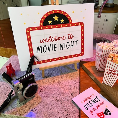 Movie Night Party Signs Movie Printable Party Decorations Drive ...