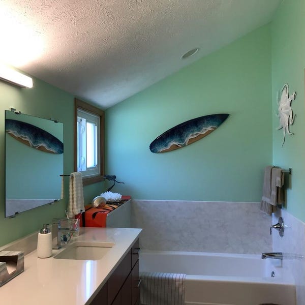 Live Edge Bath Board With Ocean Waves, Black Walnut Wood - Etsy