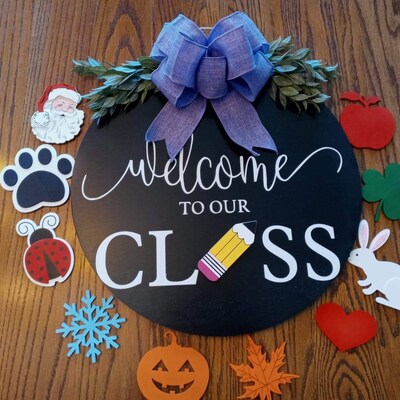 Classroom Door Decor Interchangeable Sign Classroom Welcome Teacher ...