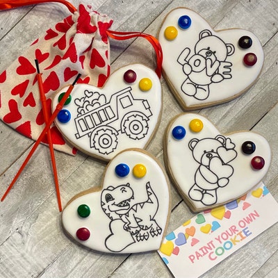 Printable Valentine's Day Paint Your Own Cookie Bag Topper, Valentine's ...