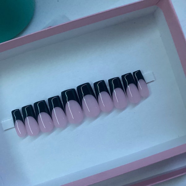 JANE (choose ANY Color + Optional Charms) • French Tip Press on Nails ...
