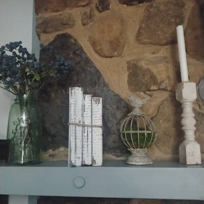 Old Book Stack, Book Decor, Neutral Shelf Decor, French Typography ...