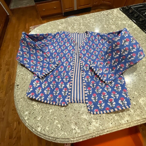 Cotton Women's Quilted Jacket Block Printed Boho Style Quilted Handmade ...