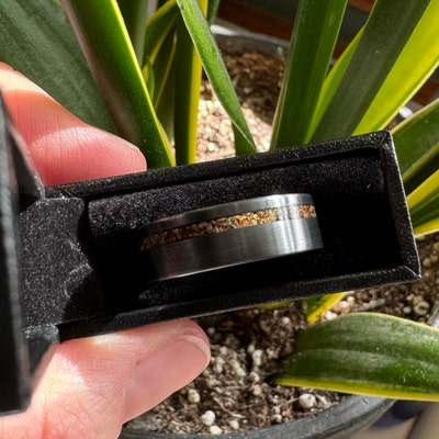 Black Zirconium Ring With YOUR Finger Print Engraved Free Text ...