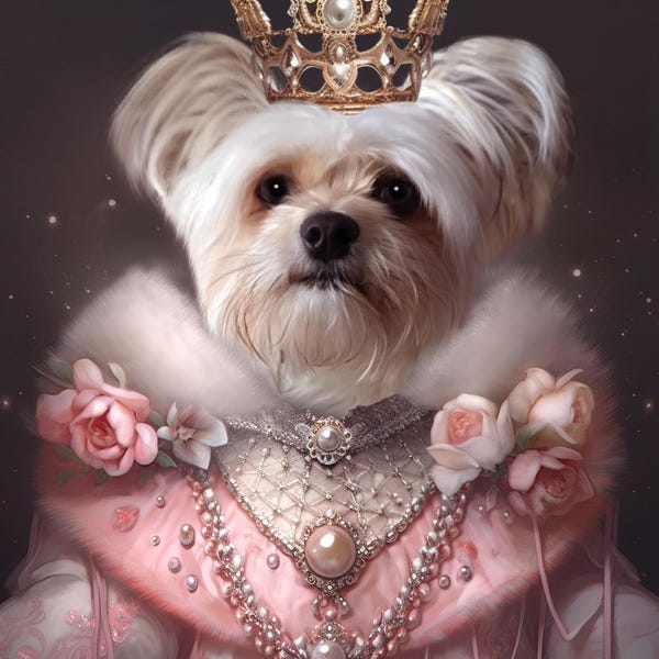 Custom Princess Pet Portrait, Royal Dog Portrait, Gift for Dog Lover ...