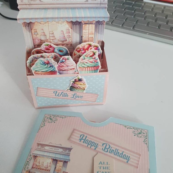 Pop up Cake Shop Card, Cricut PNG, Cupcake, Bakery, Box Card Printable ...