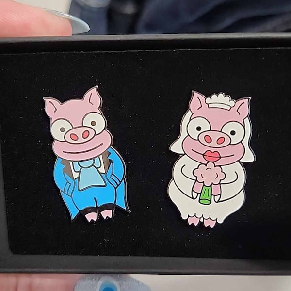Simpsons Wedding Cuff Links Pig Bride and Groom Enamel Lisa's Wedding ...