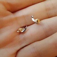 Tiny Little Snail Stud Earrings in Sterling Silver, Cute Snail Stud ...