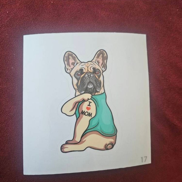 French Bulldog Sticker, I Love Dad, Frenchie Mum Gift, Frenchie Dad ...
