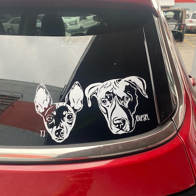 Custom Pet Portrait Car Decal, Personalized Dog Car Sticker, Cat Decal ...