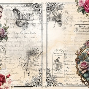 Printable Vintage Writting Junk Journal Digital Papers, US Letter Size ...