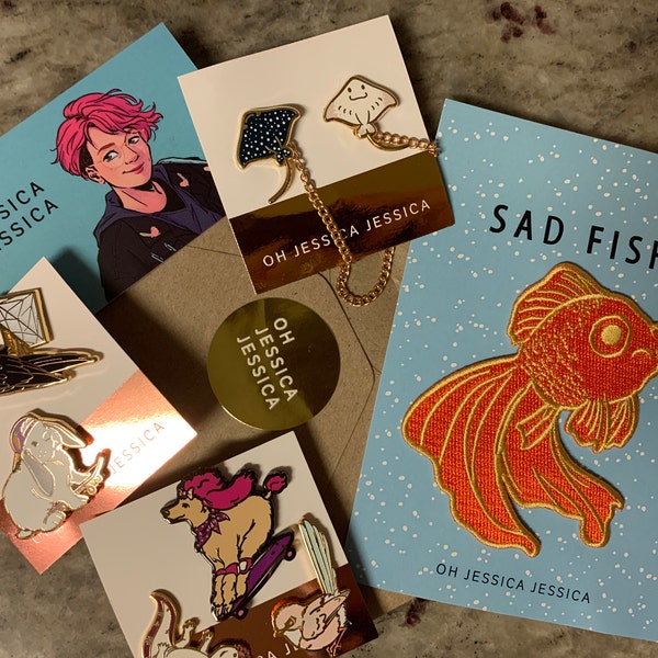 Stingray Hard Enamel Mini Pin Set - Gold Grey and White - Lapel Pin ...