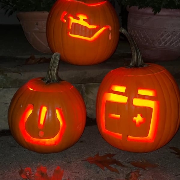 Check Engine Light Pumpkin Carving Stencil || Funny Design for Car ...