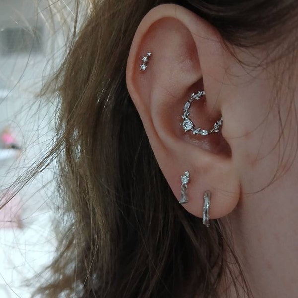 16G Double Chain Drape/dangle CZ Hidden Helix Piercing/rook Earring ...