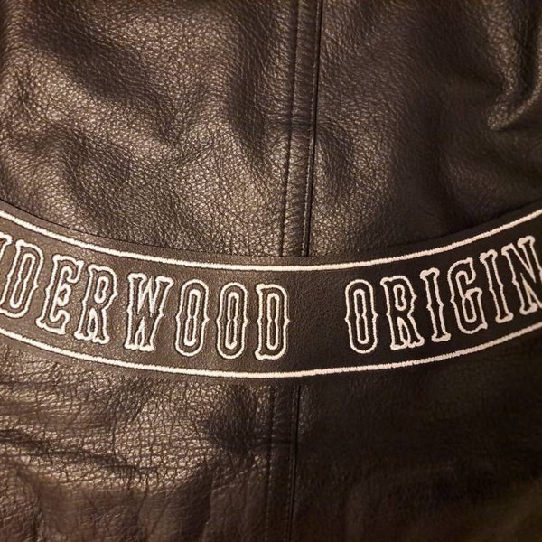 Faux Leather Bottom Rocker Custom Personalised Biker Embroidered Patch ...