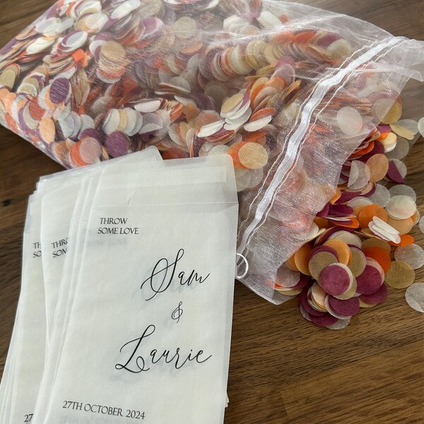 Wedding Confetti Bags - 100% Biodegradable Glassine Bags - Personalised ...