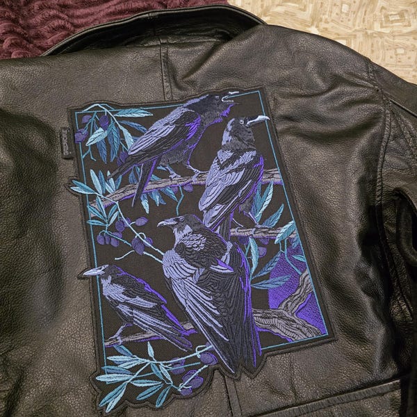 Raven Patch, Crow Patch, Creepy Goth Nature, Occult Patch, Iron on ...