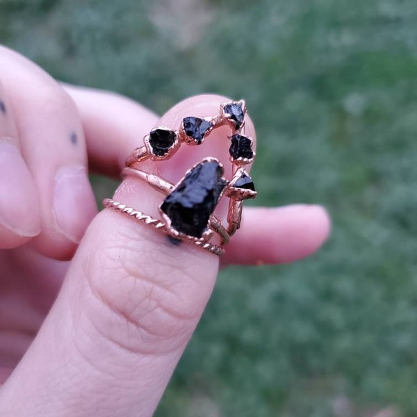 Solid Gold Boho Hippie Wedding Set| Raw Stone Engagement Ring| Handmade ...