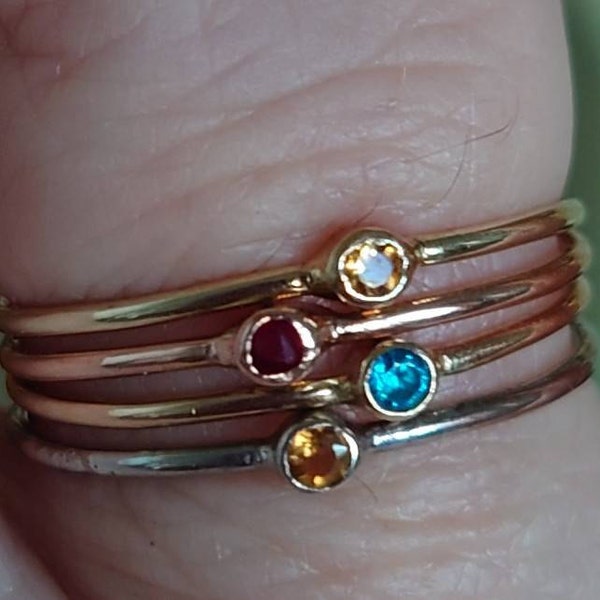 Tiny Ruby Ring, Ruby Stacking Ring, Solid 14k Rose Gold Ruby Ring, Ruby Mothers Ring, July ...