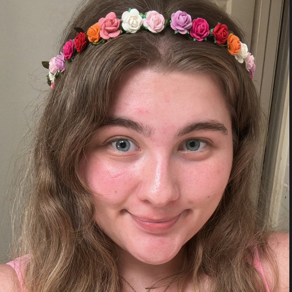 Dainty Bisexual Pride Flag Colors Flower Crown, Bisexual Pride Flower ...