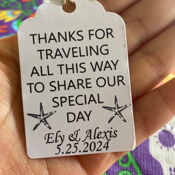 X10 Personalised Destination Wedding Favour Tags With Starfish-any ...