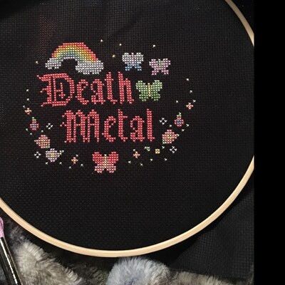 Death Metal Gothic Cross Stitch Pattern Hail Satan, Black Metal, Occult ...