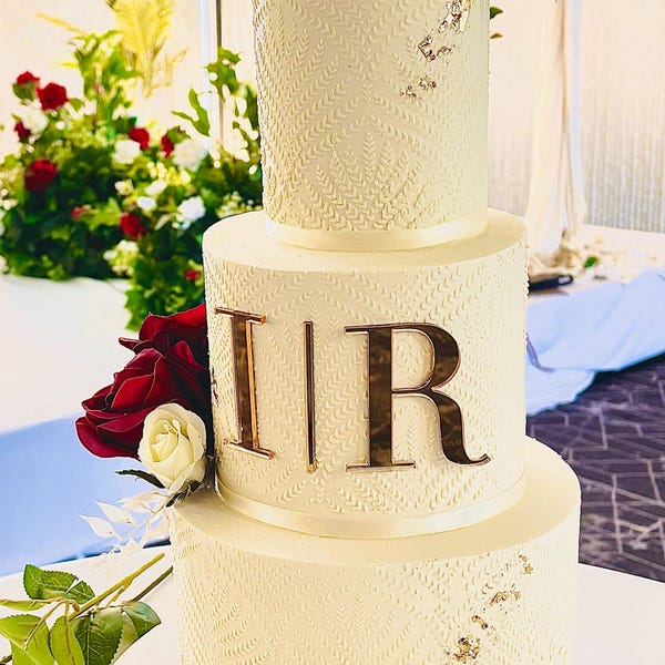 Acrylic Wedding Cake Monogram Personalisation- Cake Topper- Wedding ...
