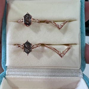 Garnet Engagement Ring Set Vintage Long Hexagon Cut Garnet Ring ...