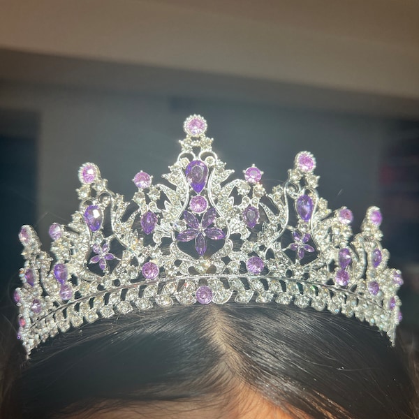 Pink Baroque Crystal Quinceanera Crown - Pink Gold Tiara, Necklace and ...