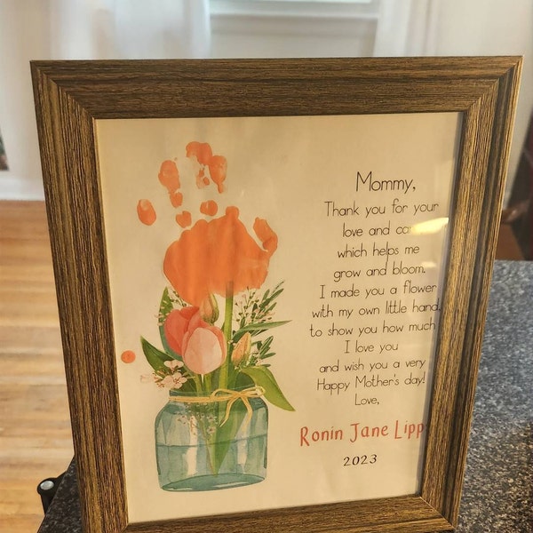 Mother's Day Flower Handprint Crafts, Printable Handprint Footprint Art ...