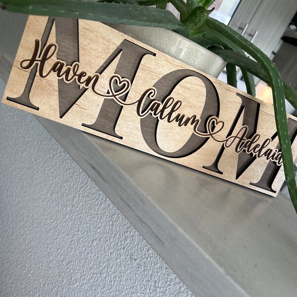 Mom Sign With Kids Names, Personalized Gift for Mom, Mothers Day Gift ...