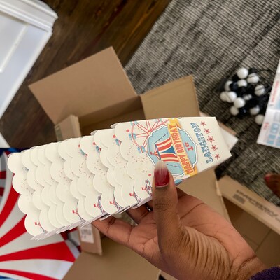 Pink Pastel Circus Popcorn Favor Boxes Carnival Birthday Party Carnival ...