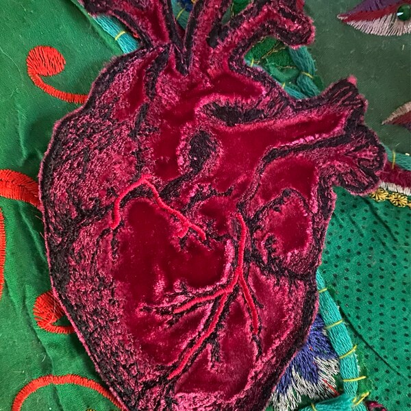 Small Embroidered Velvet Heart Patch - Etsy