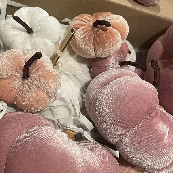 Pastel Halloween Decor Velvet Pumpkins Set of 3 Pumpkins Pastel ...