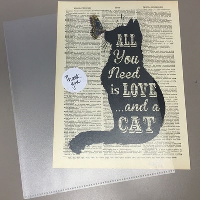 All You Need is LOVE and a CAT Quotes Dictionary Art Print, Cat Wall ...
