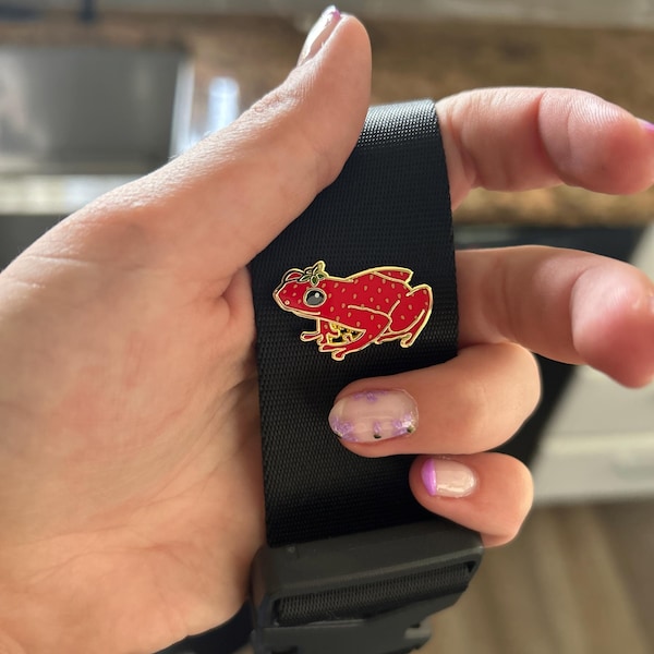 Strawberry Fruit Frog Enamel Pin! Adorable Tiny Frog Pin! - Etsy